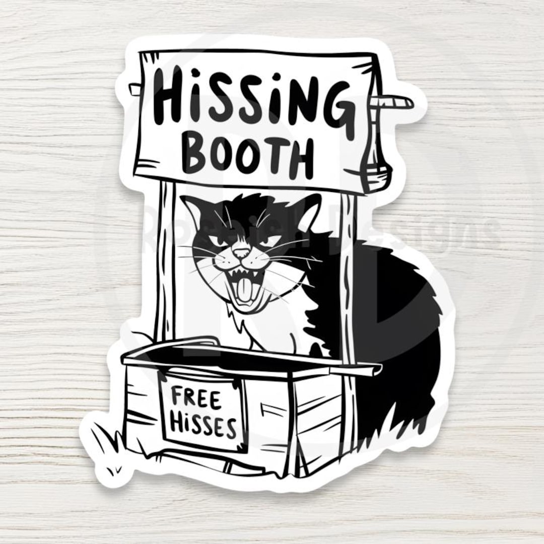 Hissing Booth Cat Vinyl Water Bottle Sticker: Funny Angry Cat - Etsy
