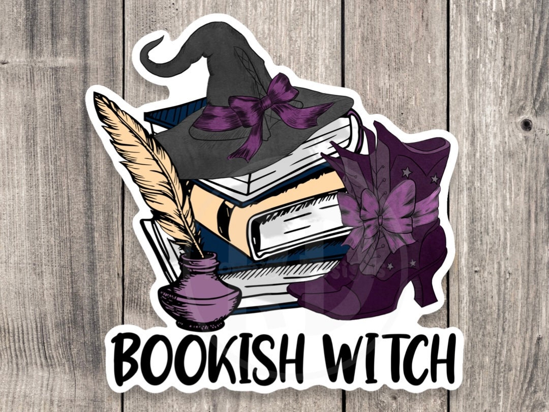Bookish Witch Sticker, Book Lover Gifts, Water Bottle Sticker, Witchy ...