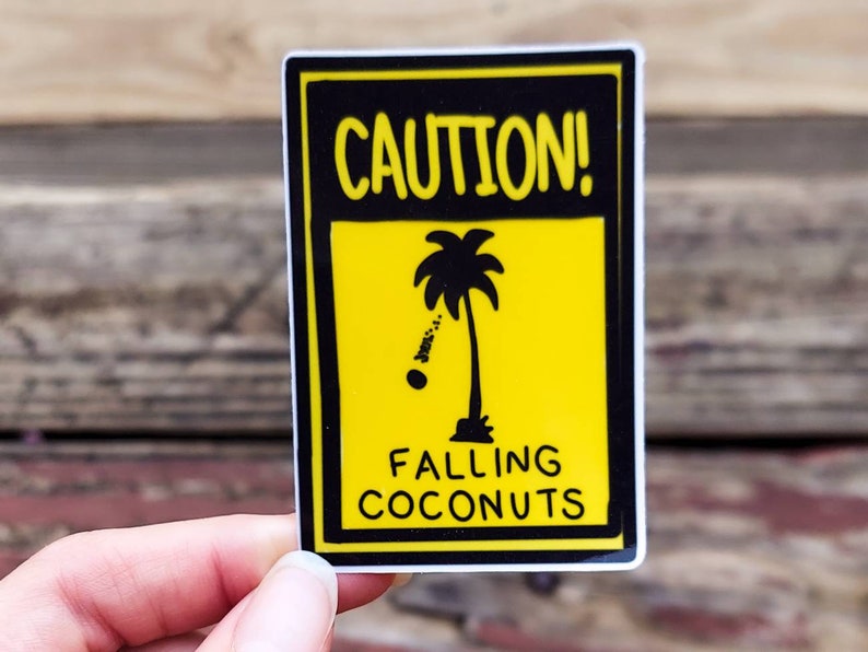 Falling Coconut Sign Beach Sign Palm Tree Sticker Beachy | Etsy