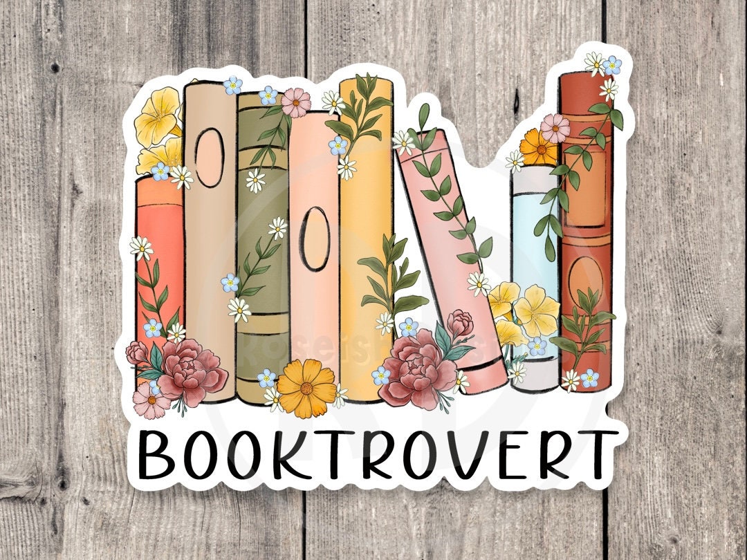 Booktrovert Sticker, Book Worm, Book Nerd, Water Bottle Sticker ...