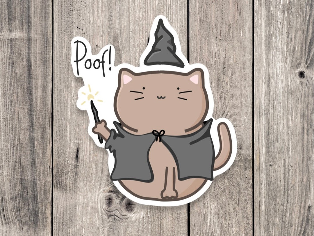 Wizard Cat Sticker, Funny Cat Stickers, Cat Lover Gift, Magical Cat ...