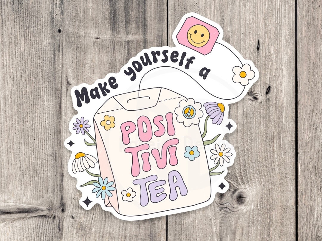 Mental Health Water Bottle Sticker, Positivitea Juice Box, Positive ...