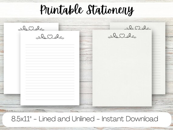 Heart Lined Printable Stationary Differentiated Heart Border Writing