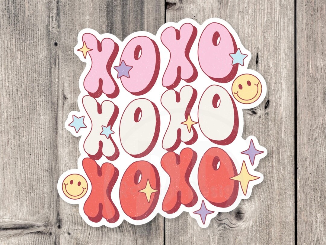 Xoxo Sticker, Retro Valentine’s Day Water Bottle Sticker, Valentine’s ...