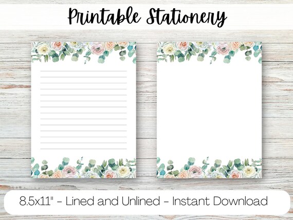 Printable Stationery Paper Unlined Cute Floral Daisy Flowers Printable