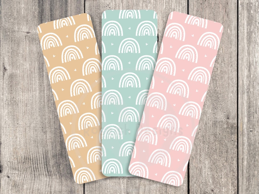 Pastel Rainbow Bookmark Set, Rainbows and Hearts, Book Lover Gift ...