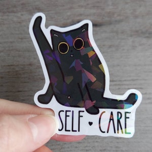 Funny Cat Sticker Self Care Sticker Animal Stickers Cat | Etsy