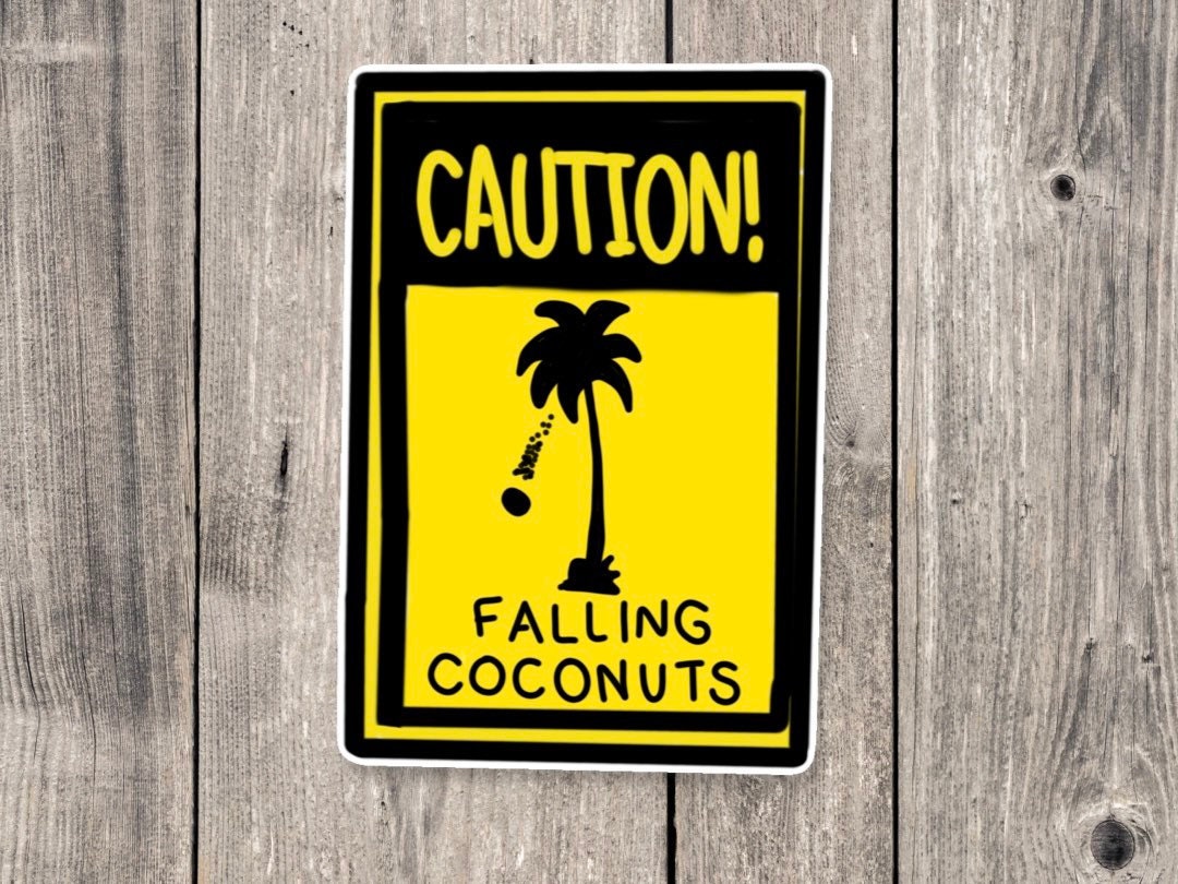 Falling Coconut Sign Beach Sign Palm Tree Sticker Beachy - Etsy