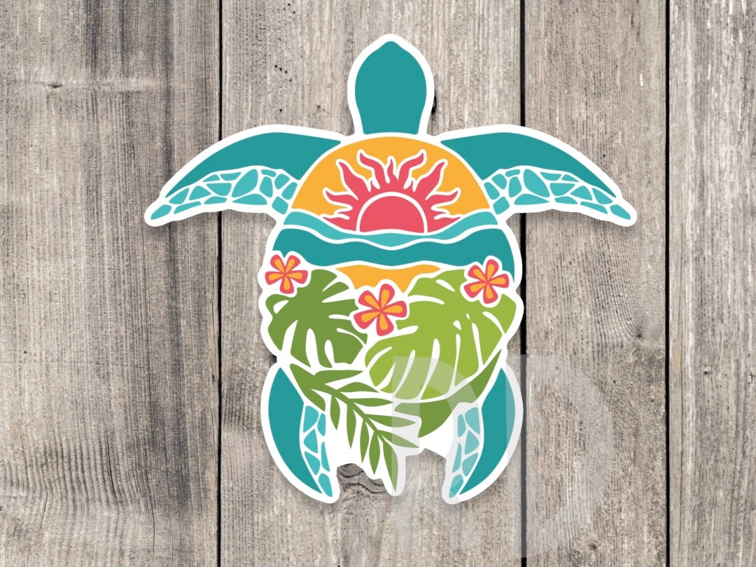 Sea Turtle Sticker, Animal Stickers, Ocean Theme Gifts, Summertime ...