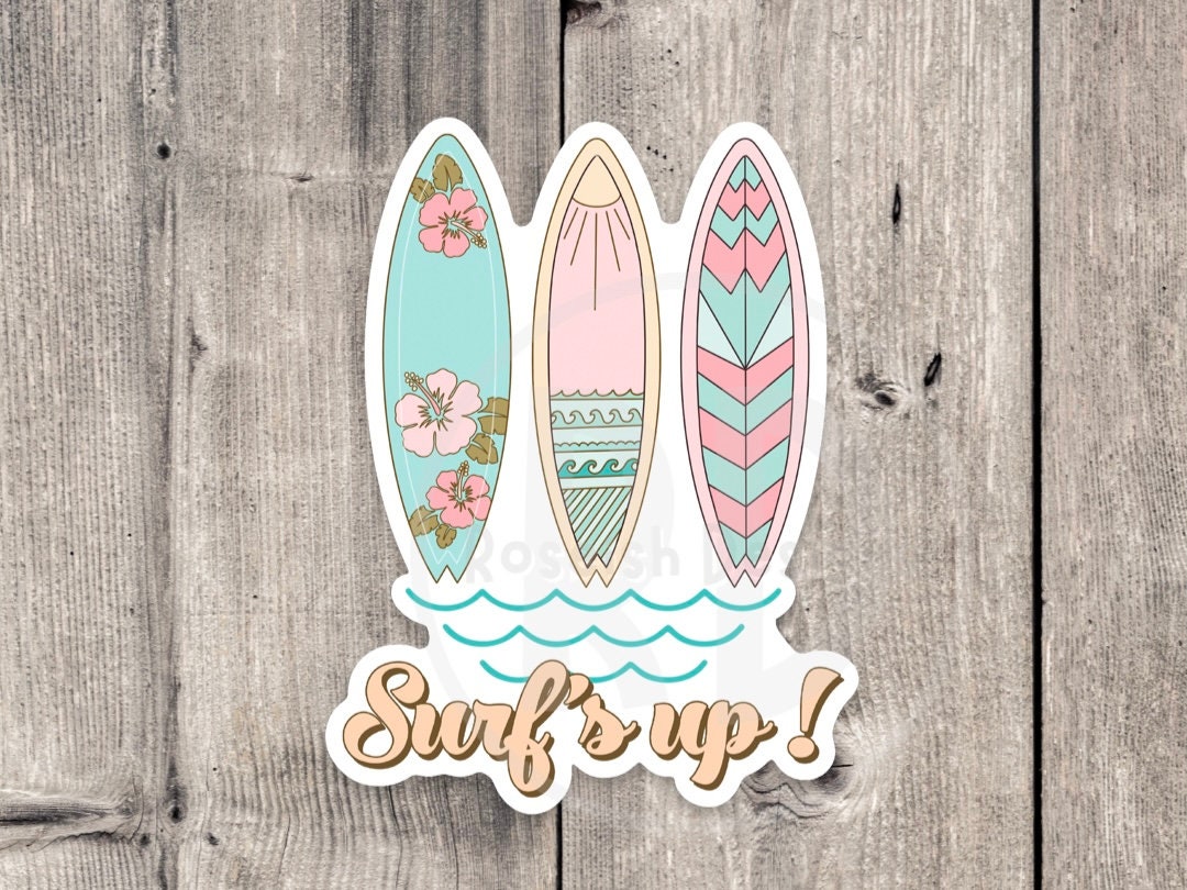 Surfboard Vinyl Sticker: Beachy Summer Laptop Decal - Etsy