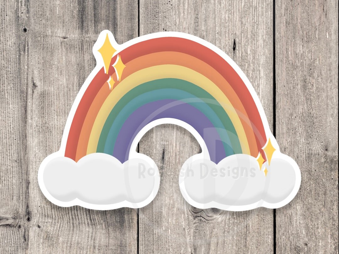 Rainbow Sticker, Colorful, Cartoon Rainbow, Water Bottle Sticker ...