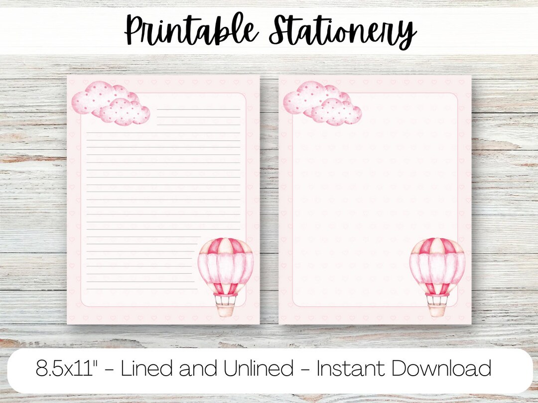Printable Valentine's Day Stationery, Digital Lined Paper, Unlined, US ...