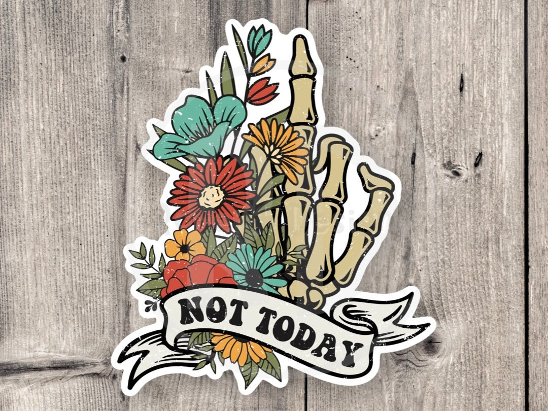 Not Today Sticker, Skeleton Middle Finger, Sarcastic Water Bottle ...
