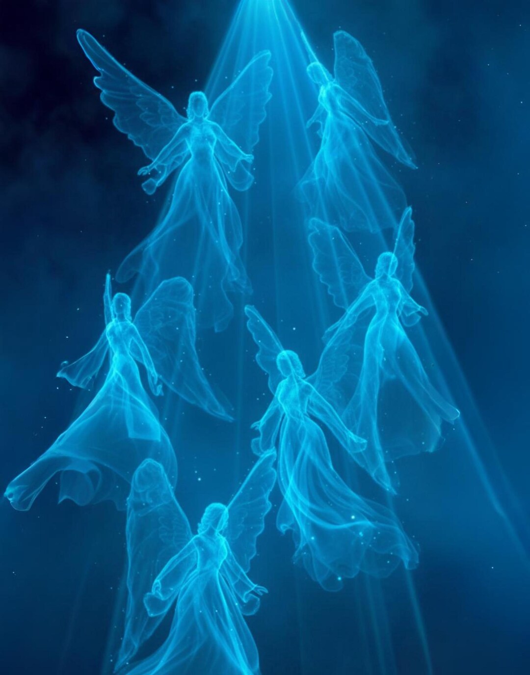 Ethereal Blue Angels Art Print: Spiritual Celestial Decor (digital ...