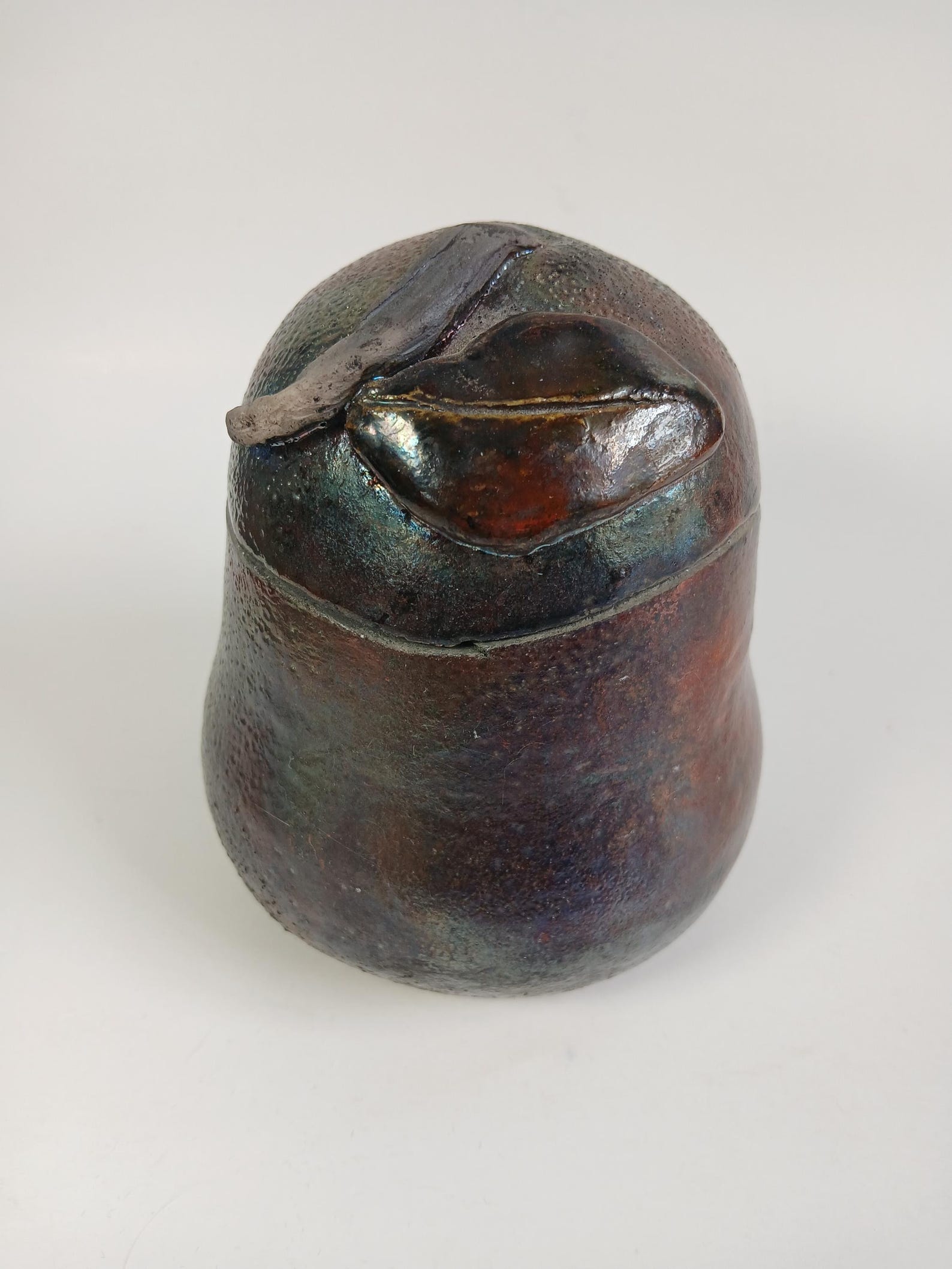 Handmade Studio Art Pottery Raku Pear Jar Container With Lid Signed ...
