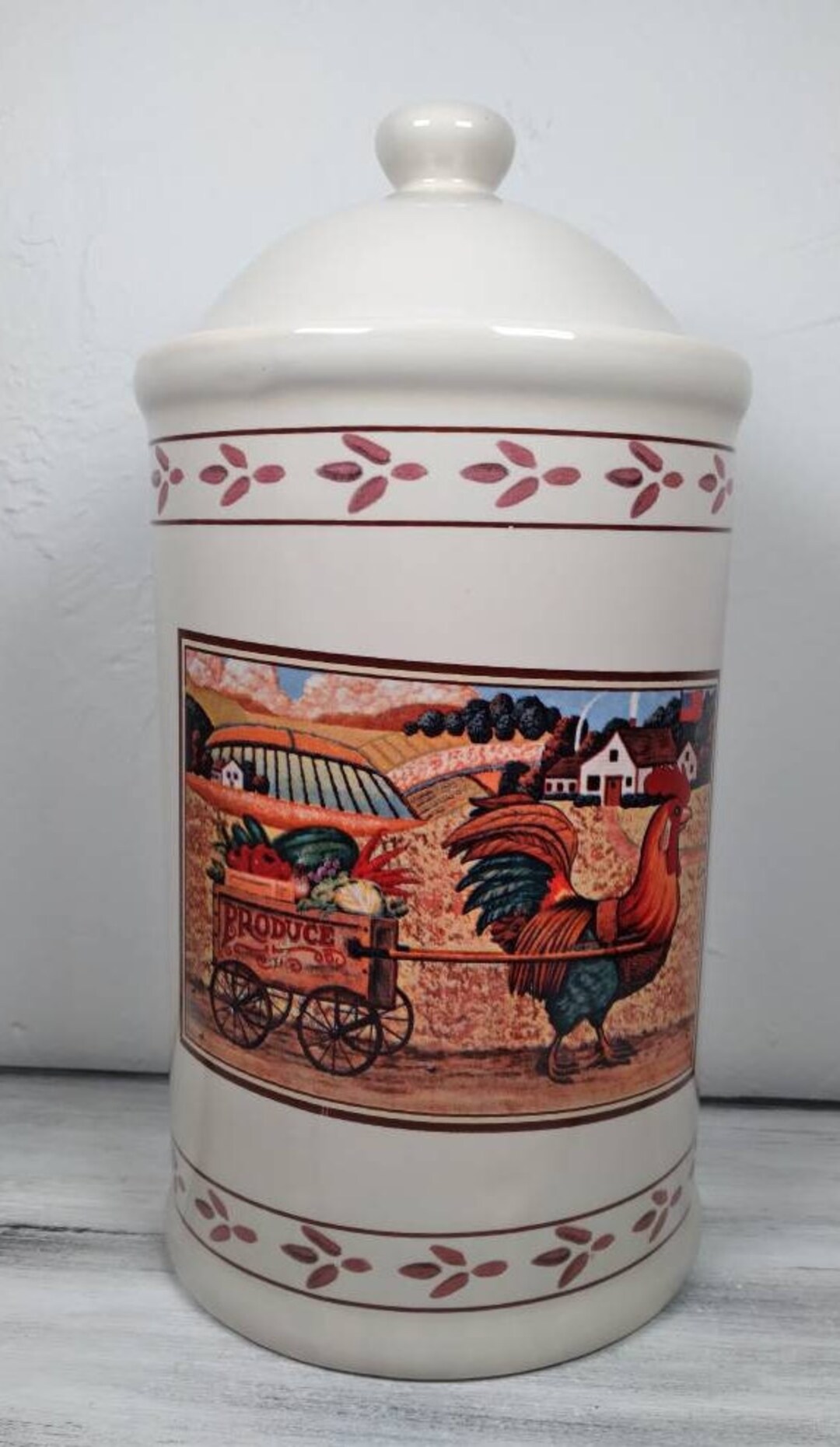 Vintage Ceramic Chicken Rooster Vegetable Cart Country Farmhouse ...
