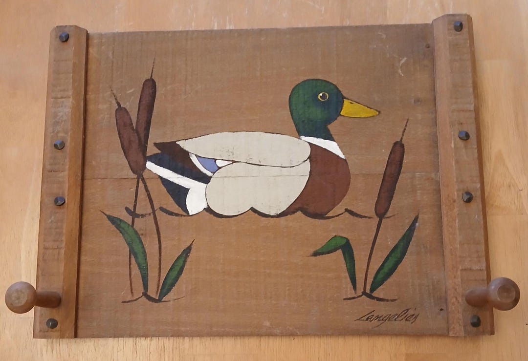 Hand Painted Rustic Wood Mallard Duck Coat Rack Key Fob Cabin Lake Wall ...