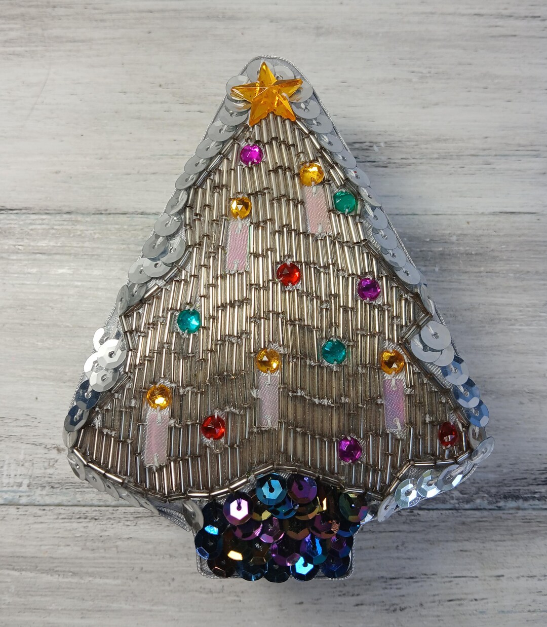 W. Kleski Artist Handmade Decorative Sequin Christmas Tree Trinket Gift ...