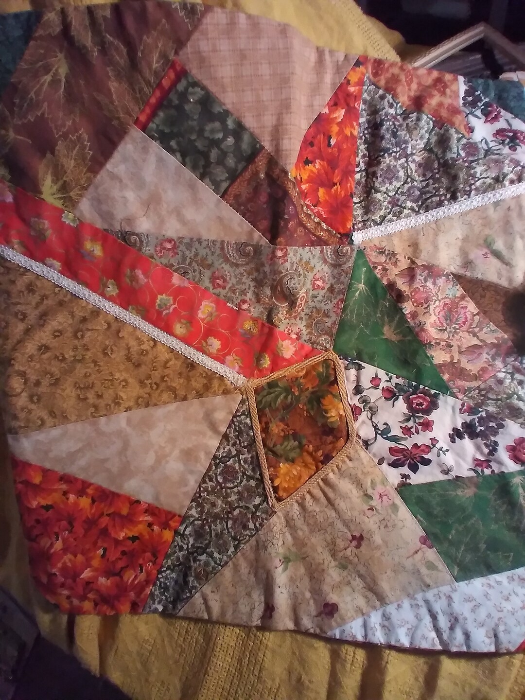 1980s Patchwork Table Centerpiece, Handmade, Fabric Art, Table Decor - Etsy