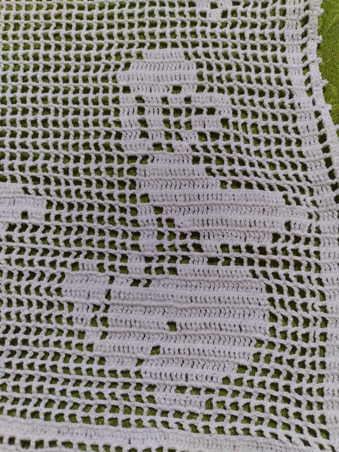 Poodle Design Filet Crochet, Crocheted Table Top Decor, Vintage Filet ...