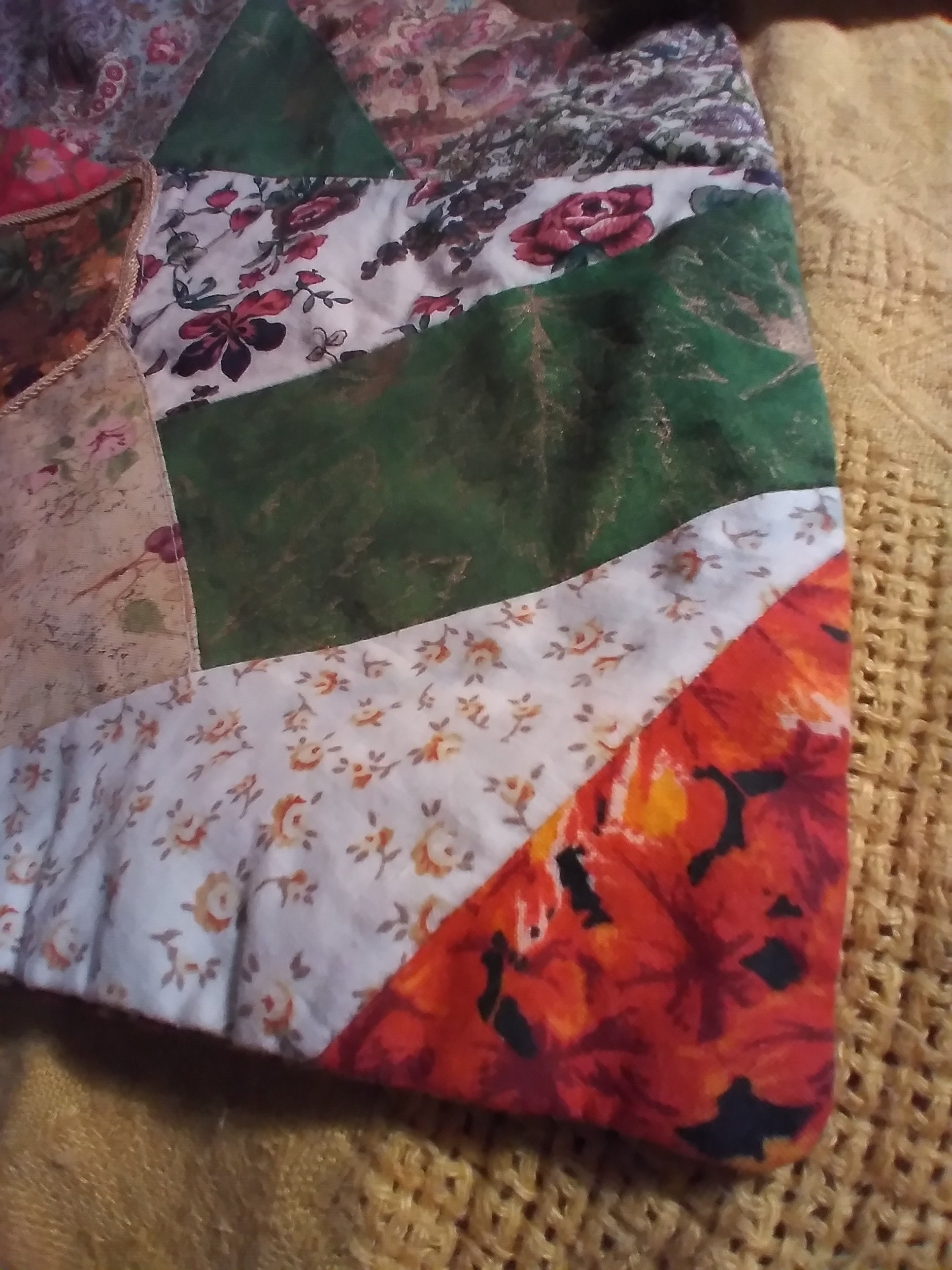 1980s Patchwork Table Centerpiece, Handmade, Fabric Art, Table Decor - Etsy