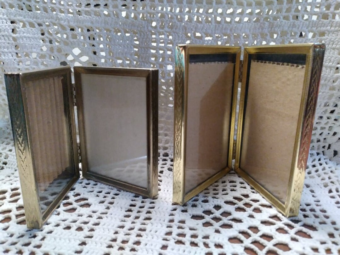 Set of 2 Vintage Bi-fold Photo Frames Vintage Metal Frames - Etsy