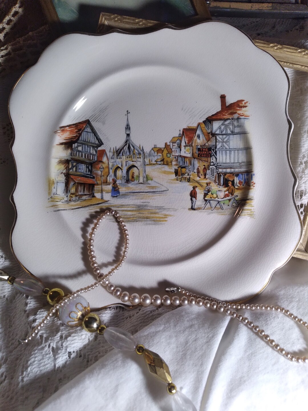 1930s Square Luncheon Plate, Dessert and Sandwich Plate, China Cabinet ...