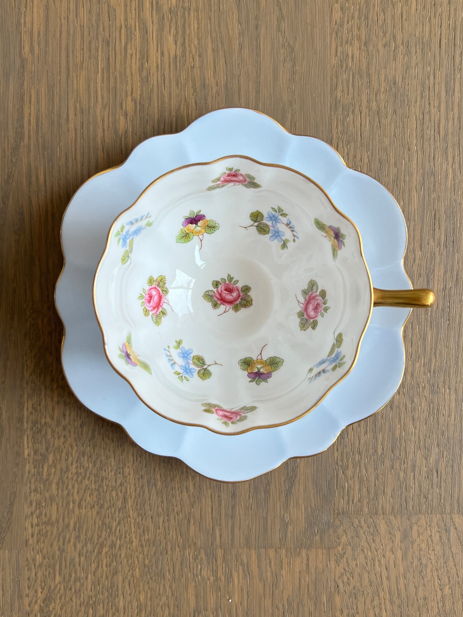 1960s Vintage Shelley England China Tea Cup & Saucer Set 13966 Roses ...