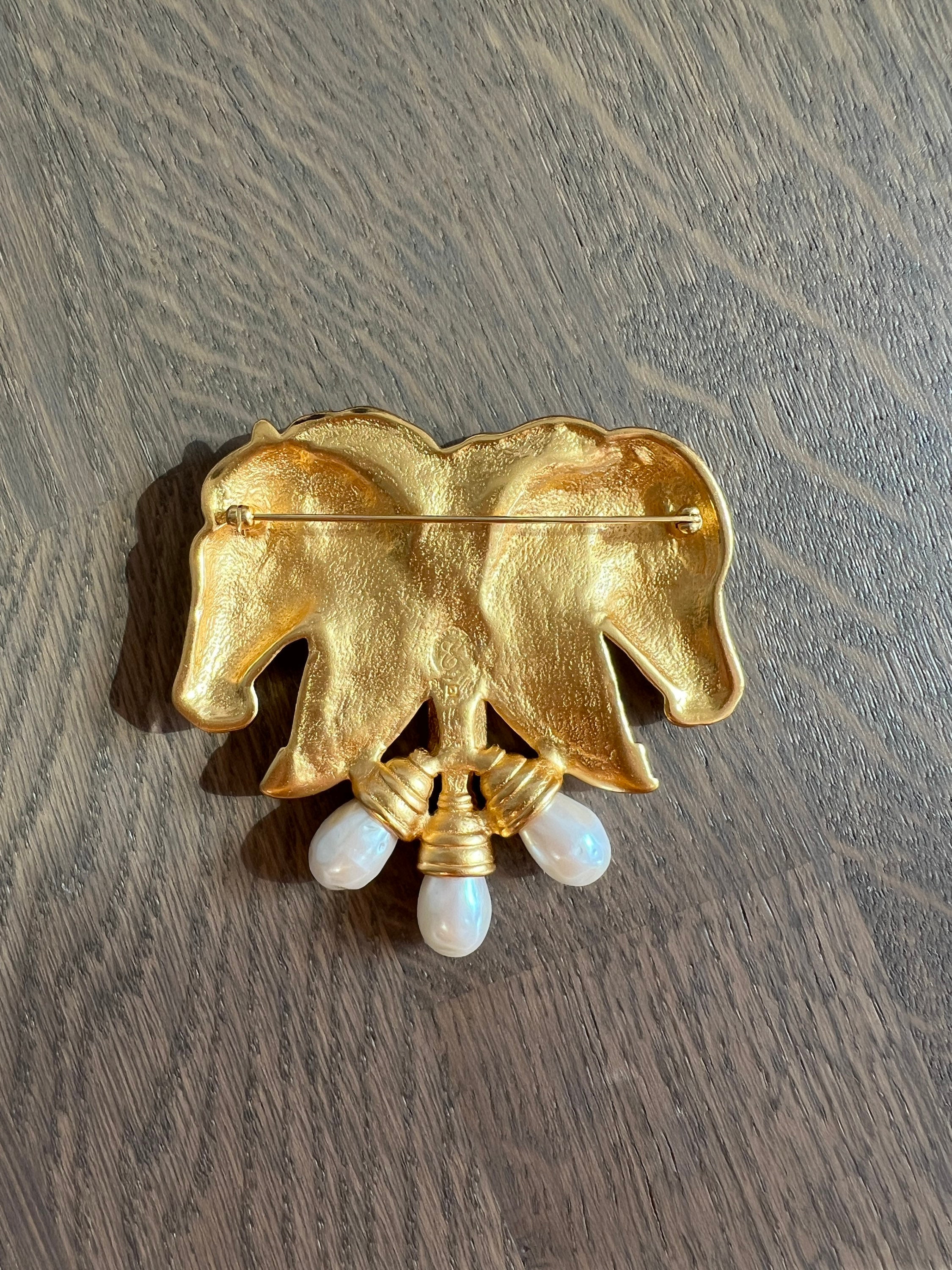 Vintage 1994 ELIZABETH TAYLOR for Avon "hearts in Tandem" Double Horse ...