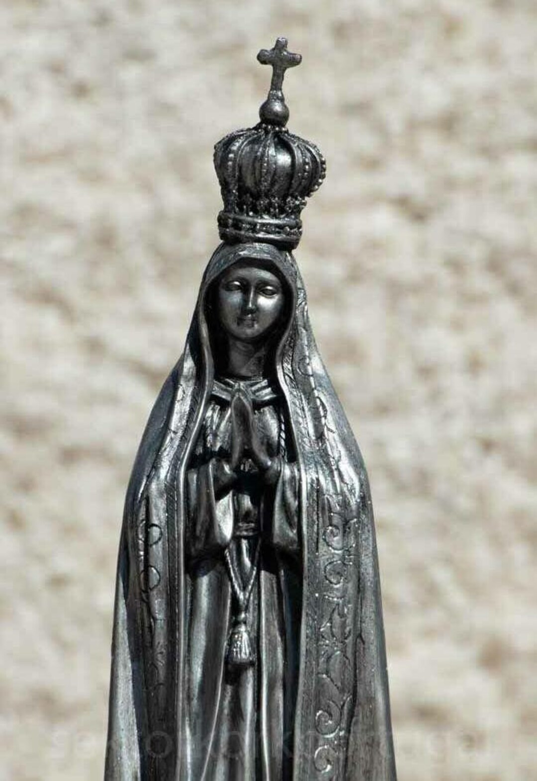 Statue of Our Lady of Fatima Virgin Mary With Silver Effect, Unique ...