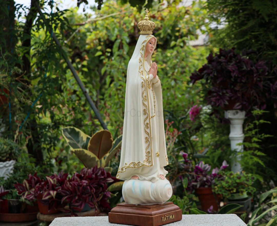 Our Lady of Fátima, PEARL WHITE, 50 Cm 19.68 '' Hand Painting Figurine ...