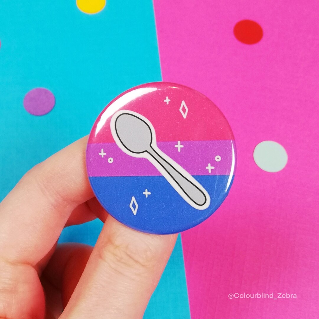 Bisexual Pride Flag Spoonie Button Badge - LGBT+ Pin - Invisible ...