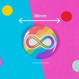 Neurodiversity Rainbow Infinity Symbol Button Badge Attention Deficit ...