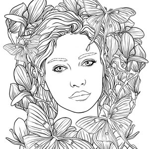 Luna Moth Lady Coloring Page | Printable Coloring Activity - Etsy