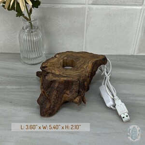 USB Powered Wood Stump LED Cool White Light Sphere Stand - Etsy