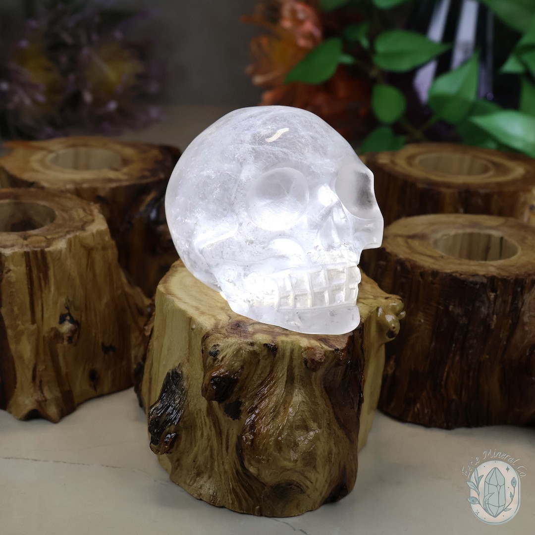 USB Powered Wood Stump LED Cool White Light Sphere Stand - Etsy