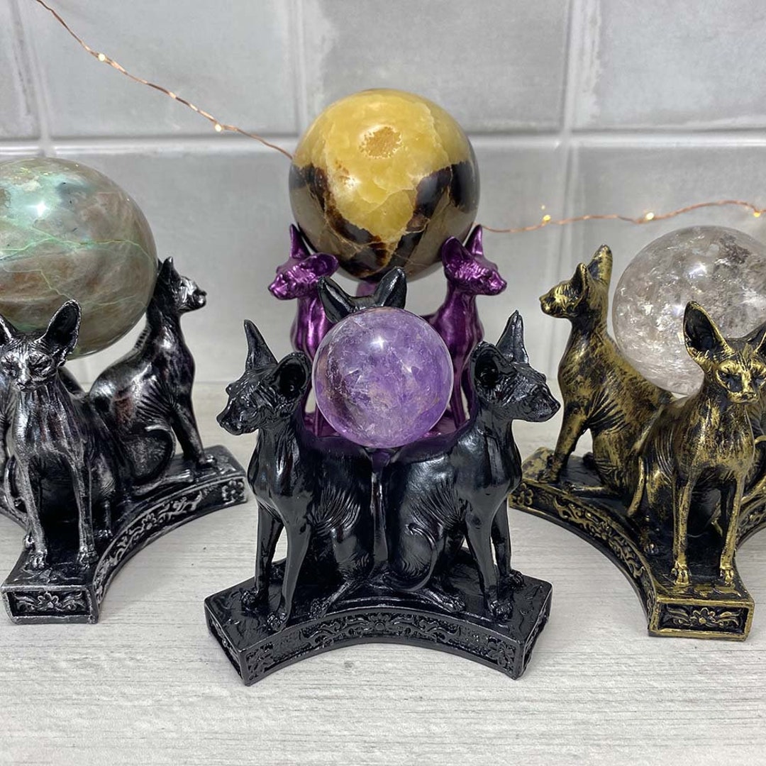 Egyptian Styled Sphynx Cat Sphere Holders - Etsy