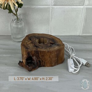 USB Powered Wood Stump LED Cool White Light Sphere Stand - Etsy