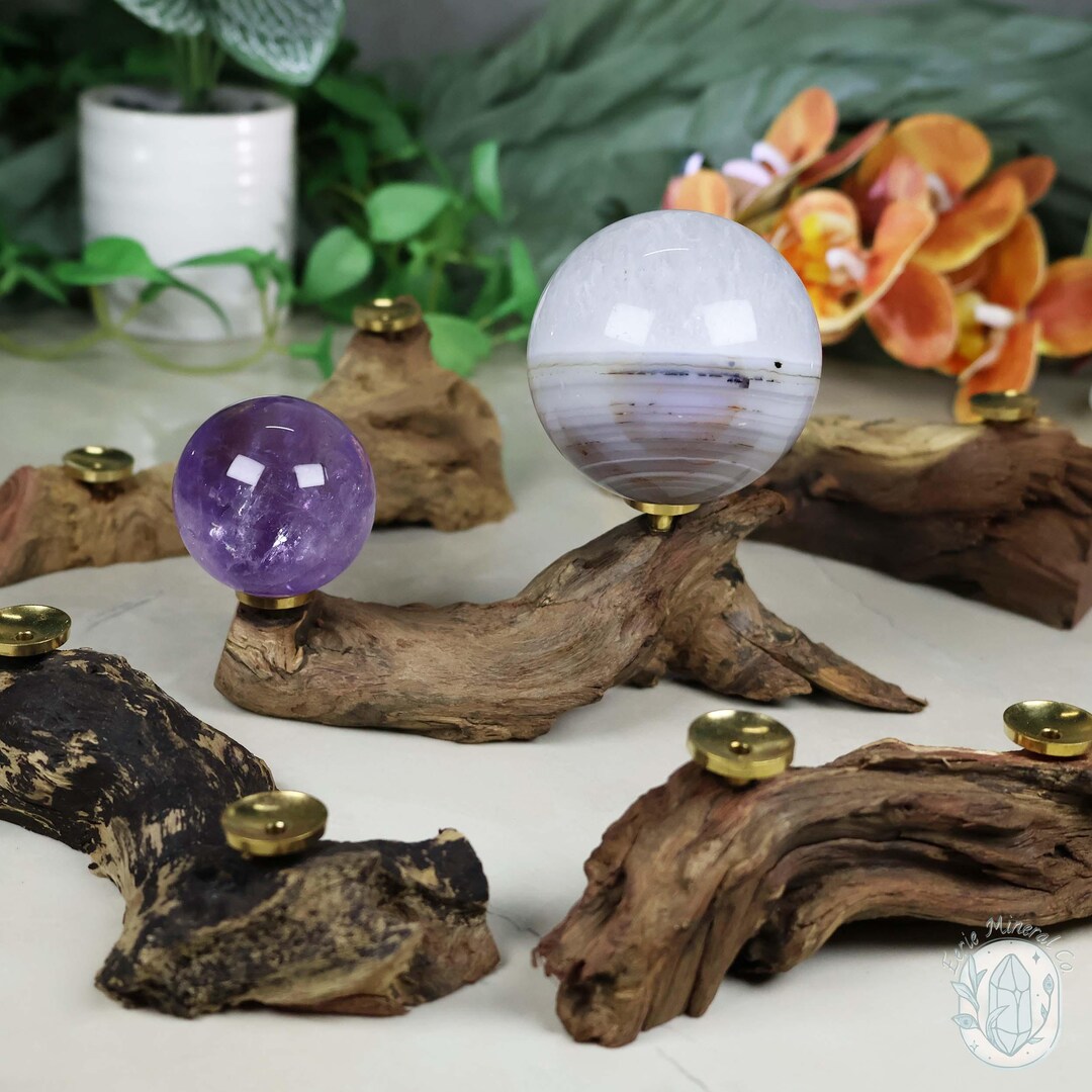 2 Sphere Holder Natural Driftwood Stands - Etsy