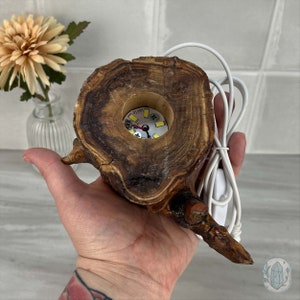 USB Powered Wood Stump LED Cool White Light Sphere Stand - Etsy