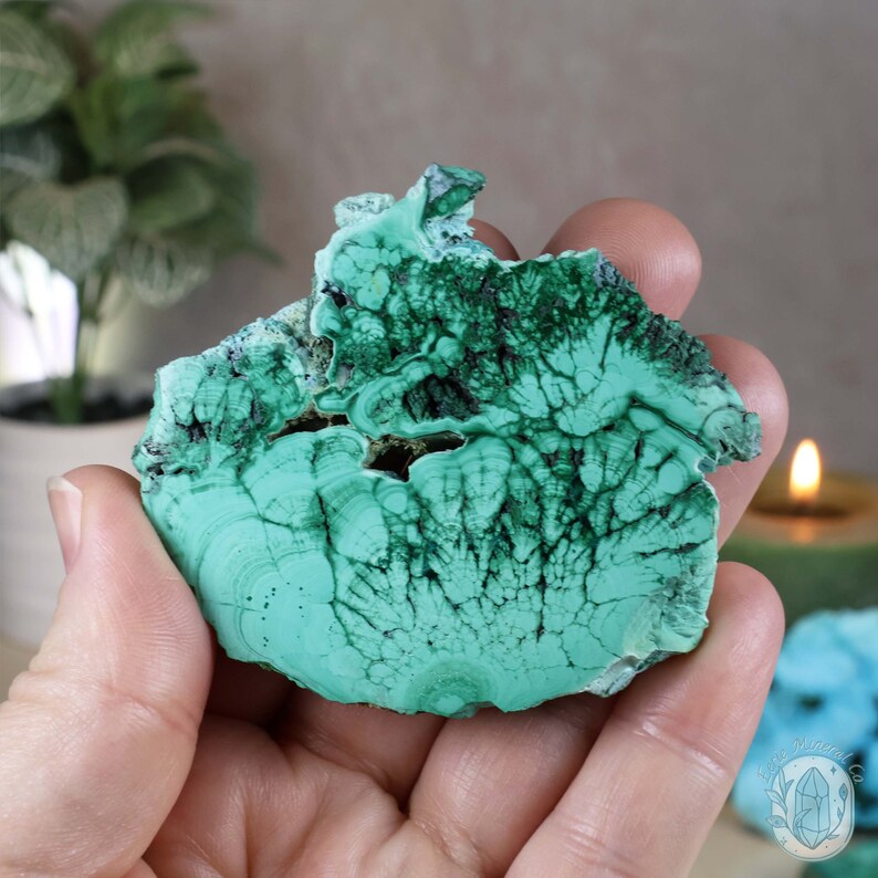 Polished Raw Malachite With Chrysocolla Slab With Display Stand - Etsy