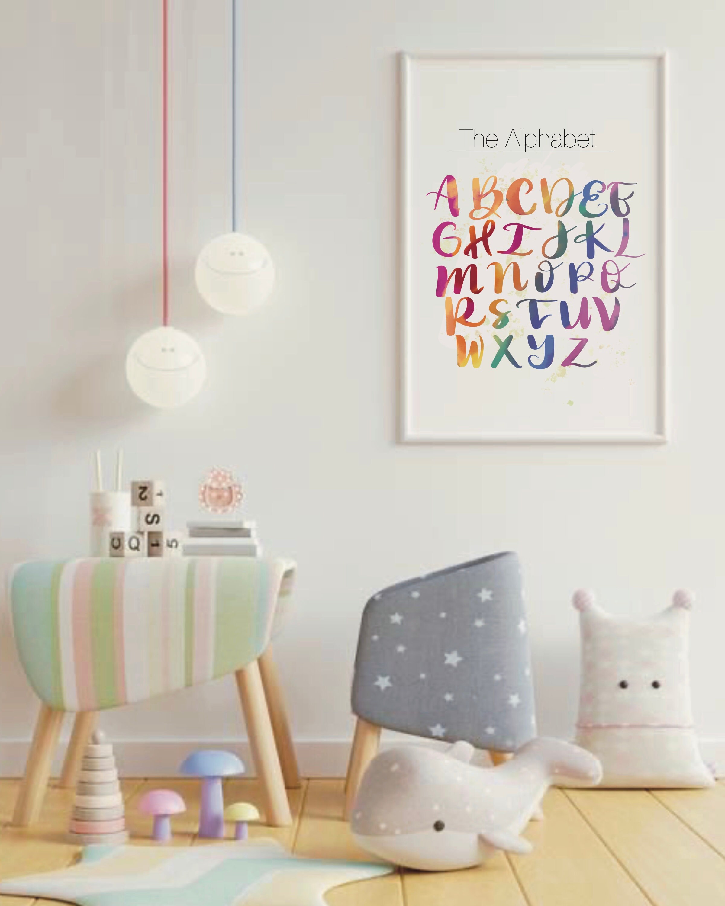 Alphabet Chart for Children's Bedroom, Nursery or Playroom - Printable ...