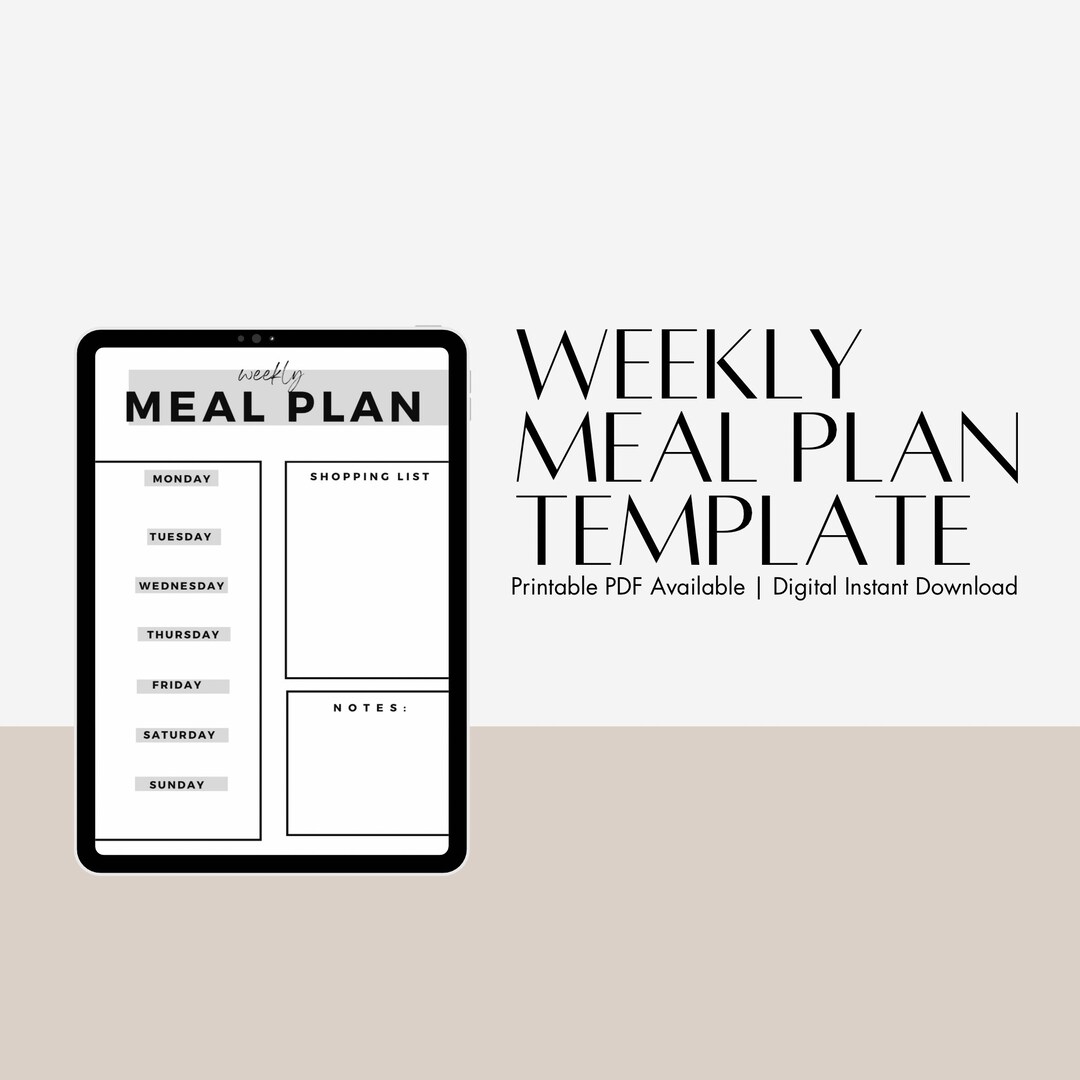 Weekly Digital Meal Planner, Printable Meal Schedule, Breakfast Lunch ...