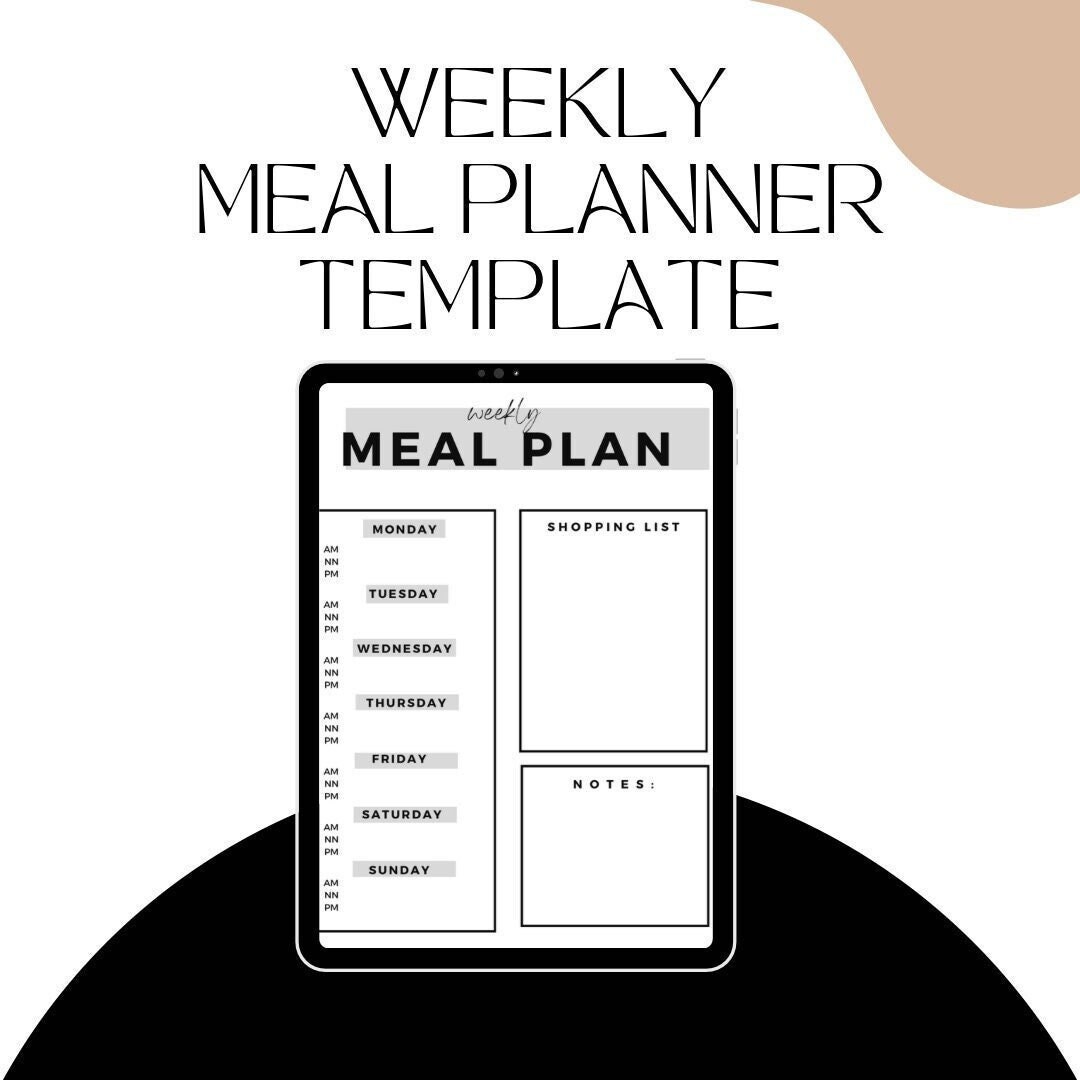 Weekly Digital Meal Planner Printable Meal Schedule - Etsy