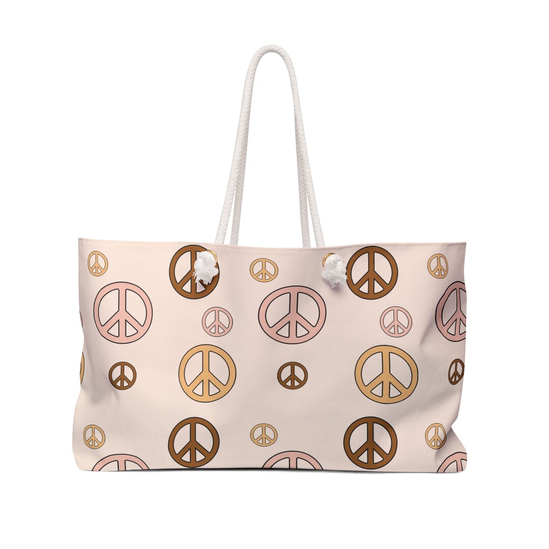 Peace Sign Retro Oversized Tote Bag Canvas Bag Beach Bag Hippie Bag ...