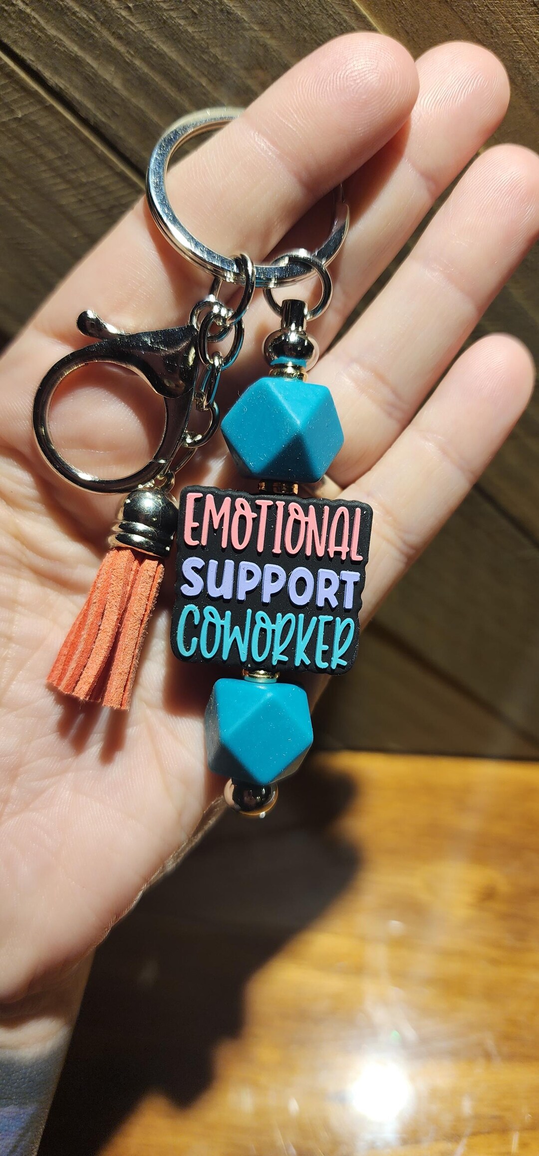 Emotional Support Coworker Keychain: Beaded Silicone Purse Charm - Etsy
