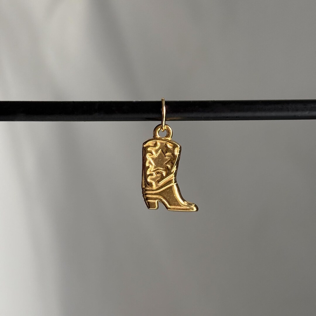 Cowgirl Boot Charm, Gold Plated Stainless Steel Cowgirl Boot Charm ...