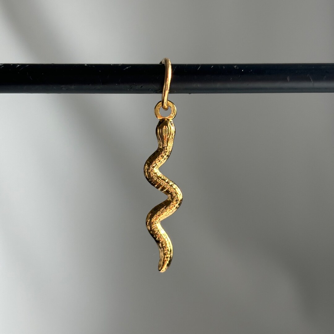 Gold Snake Charm, Gold Plated Stainless Steel Serpent Charm ...