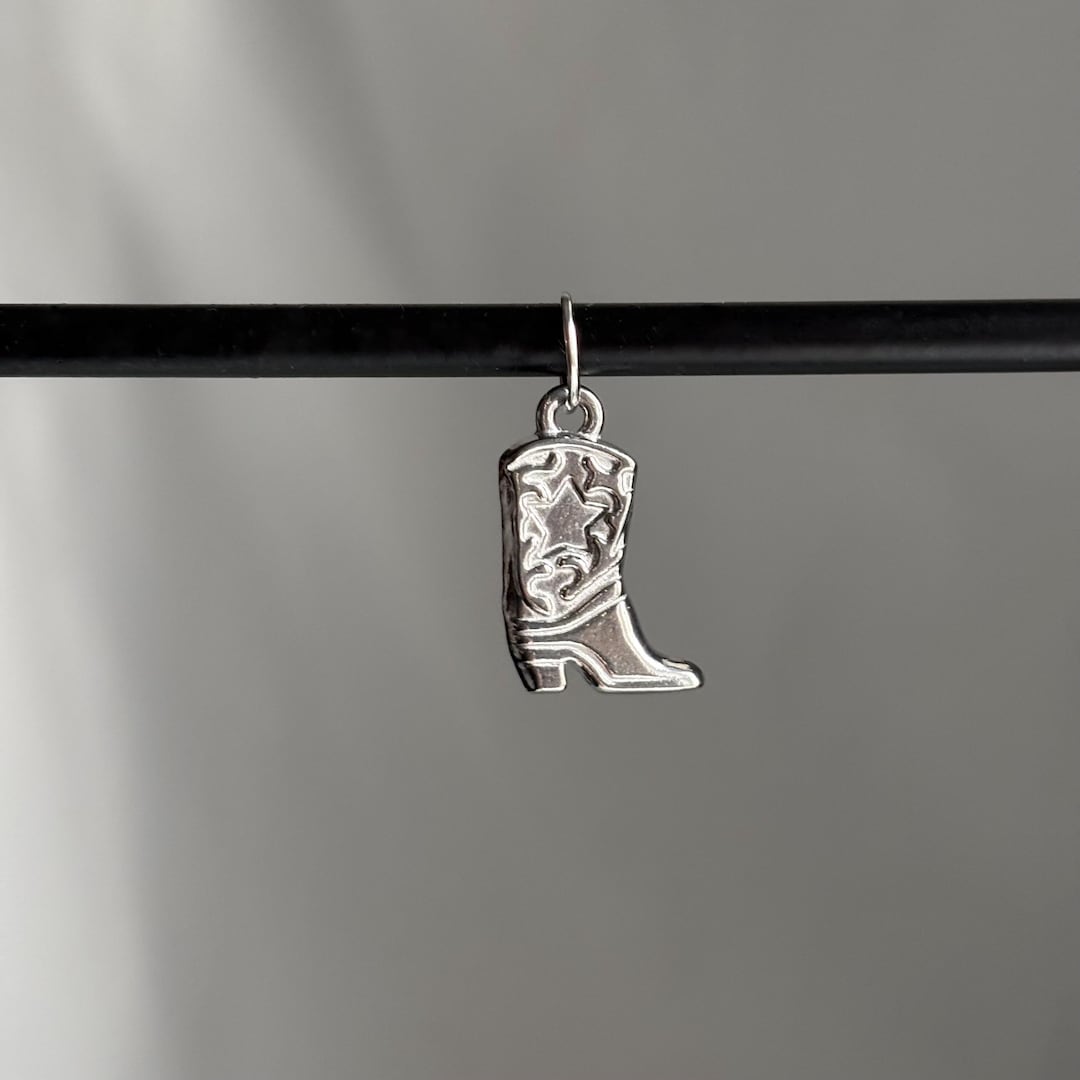Cowgirl Boot Charm, Dark Silver Stainless Steel Cowgirl Boot Charm ...