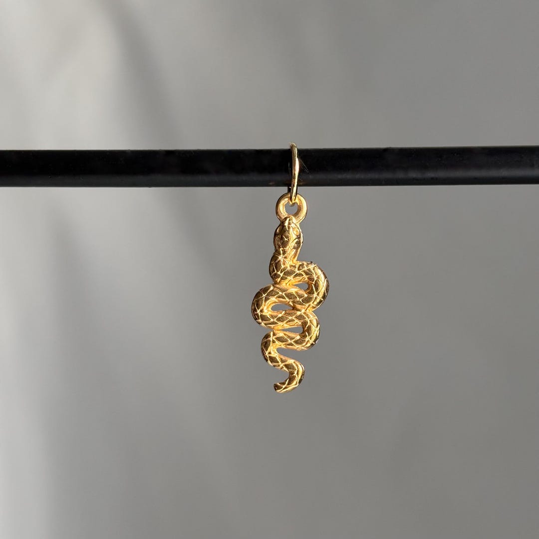 Gold Snake Charm, Gold Plated Stainless Steel Snake Charm, Necklace ...